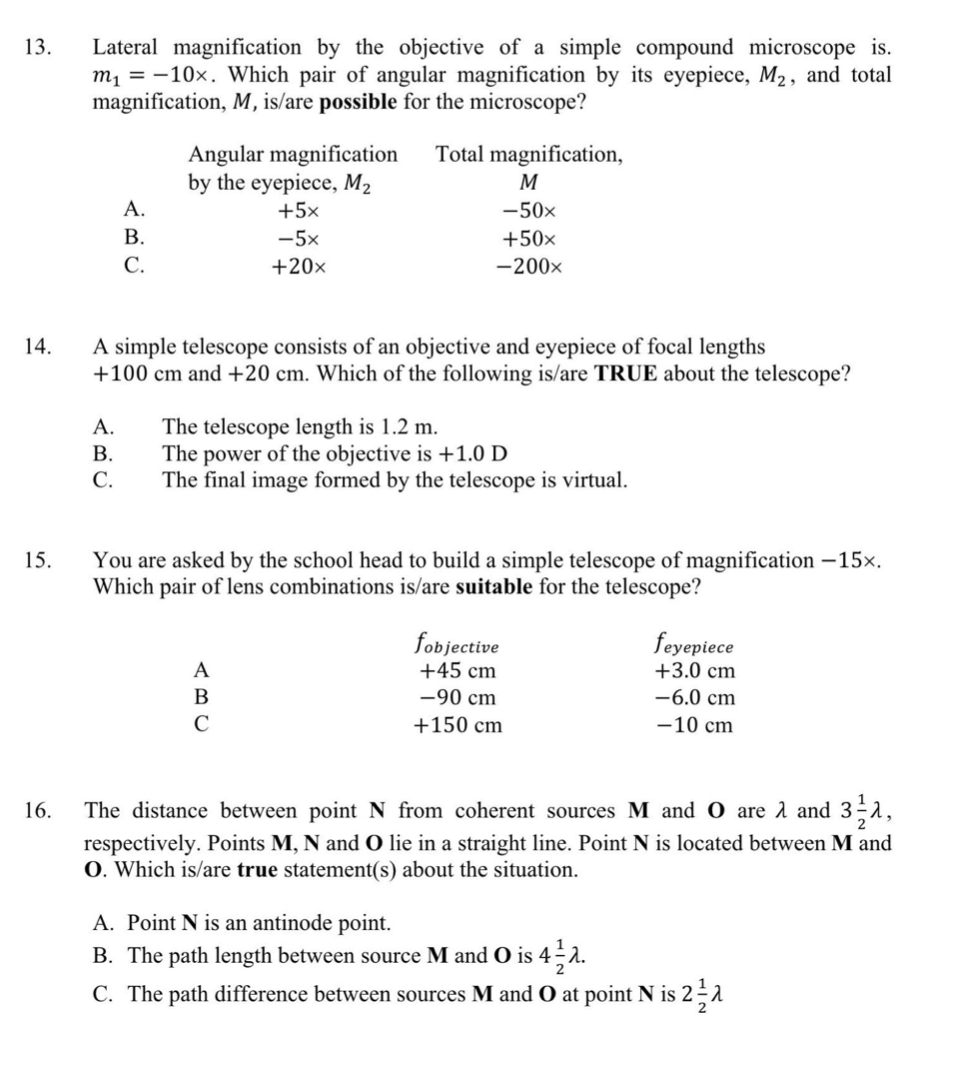 Solved 13. Lateral magnification by the objective of a | Chegg.com