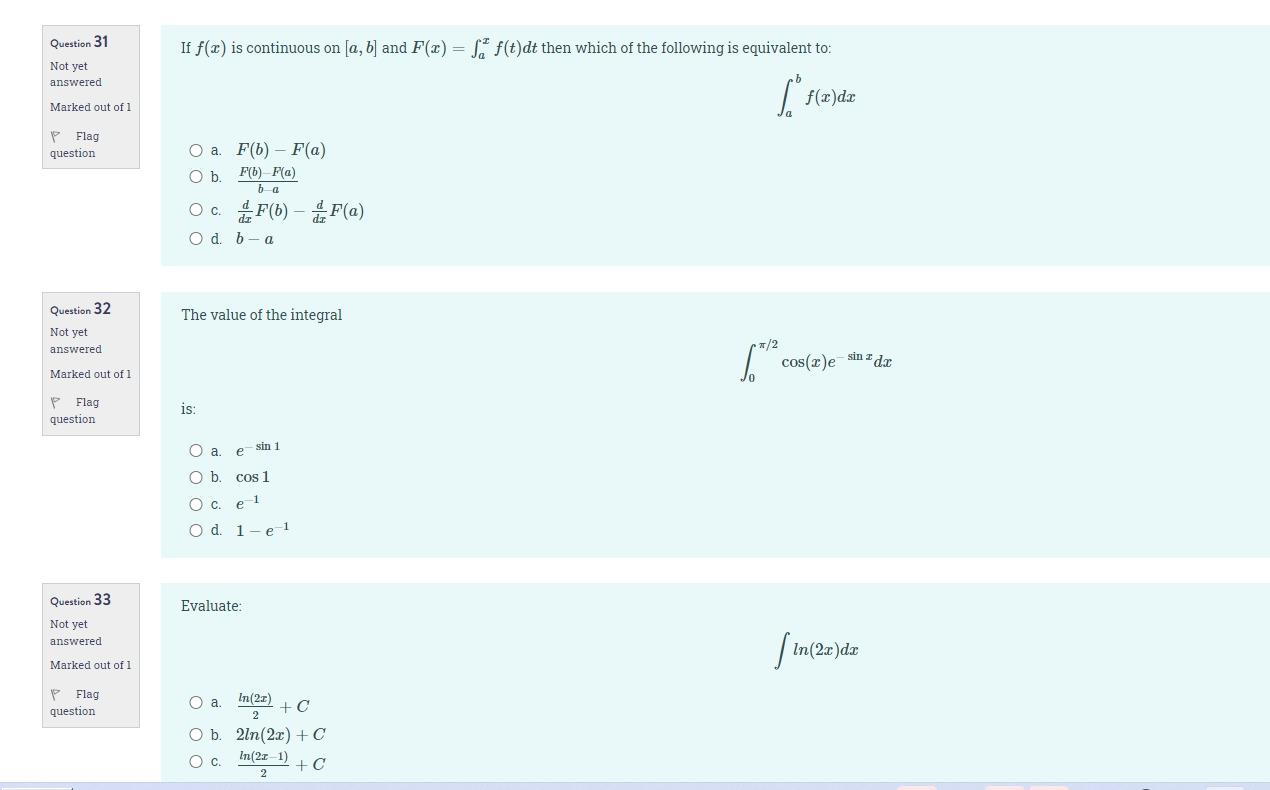Solved Question 31 Not yet answered Marked out of 1 Flag | Chegg.com