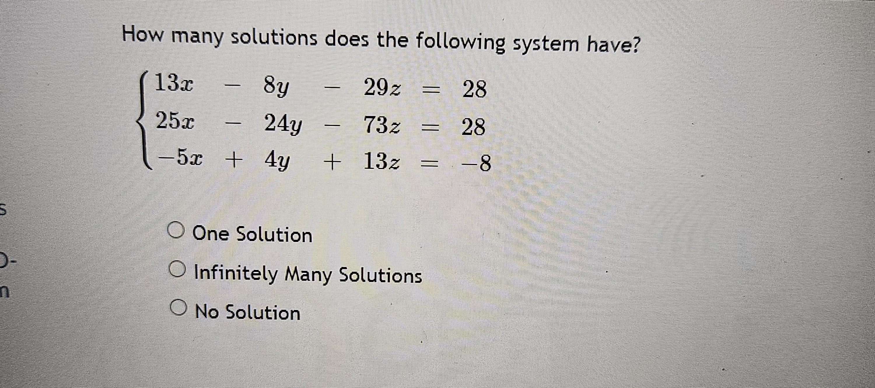 Solved How many solutions does the following system | Chegg.com
