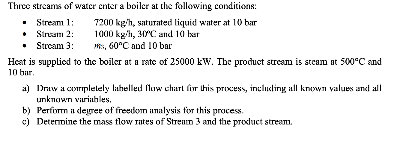 Solved . Three streams of water enter a boiler at the | Chegg.com