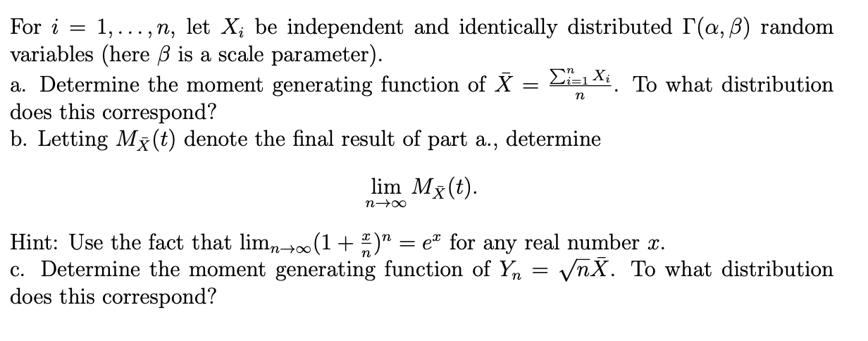 For i=1,…,n, let Xi be independent and identically | Chegg.com