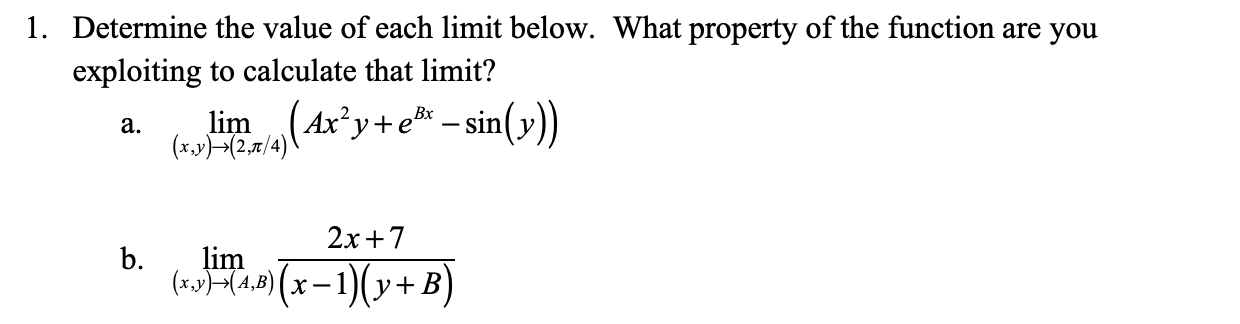 Solved 1. Determine the value of each limit below. What | Chegg.com