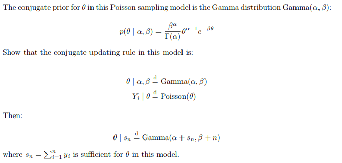 Solved The conjugate prior for θ in this Poisson sampling | Chegg.com