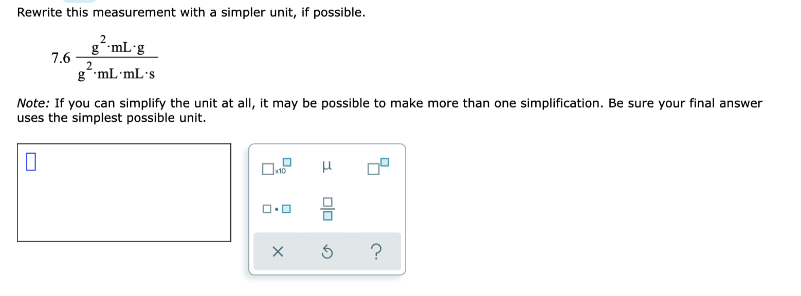 Solved Rewrite this measurement with a simpler unit, if | Chegg.com