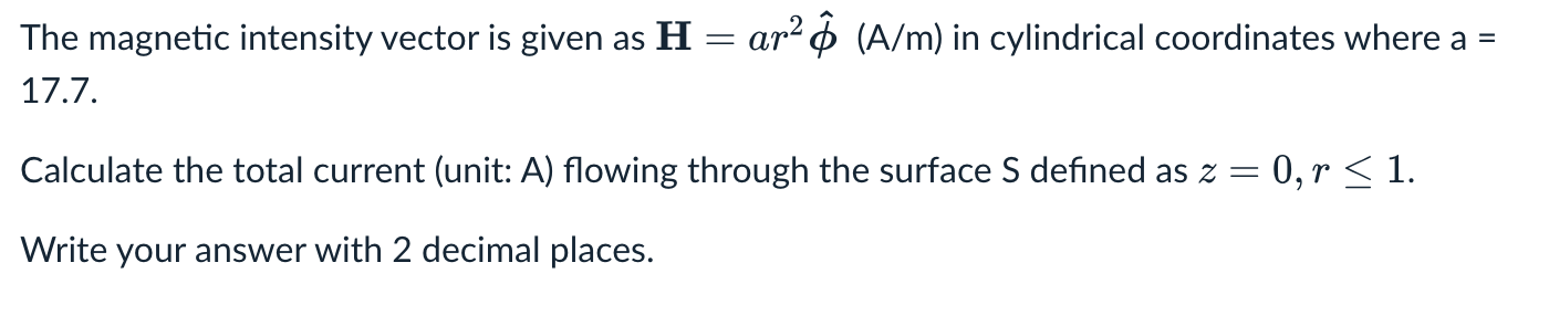 Solved The magnetic intensity vector is given as | Chegg.com
