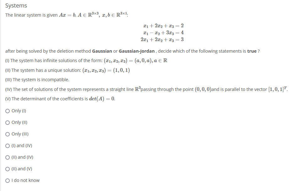 Solved Systems The linear system is given Az = b. A € R3x3, | Chegg.com