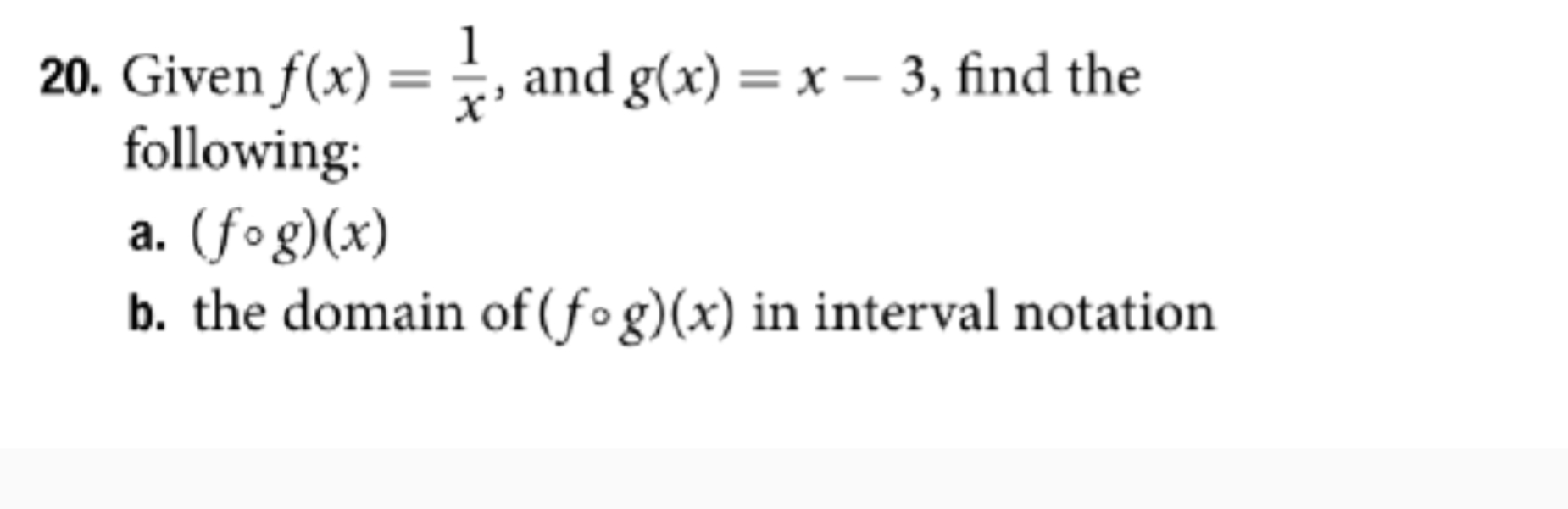 Solved Given f(x)=1x, ﻿and g(x)=x-3, ﻿find | Chegg.com