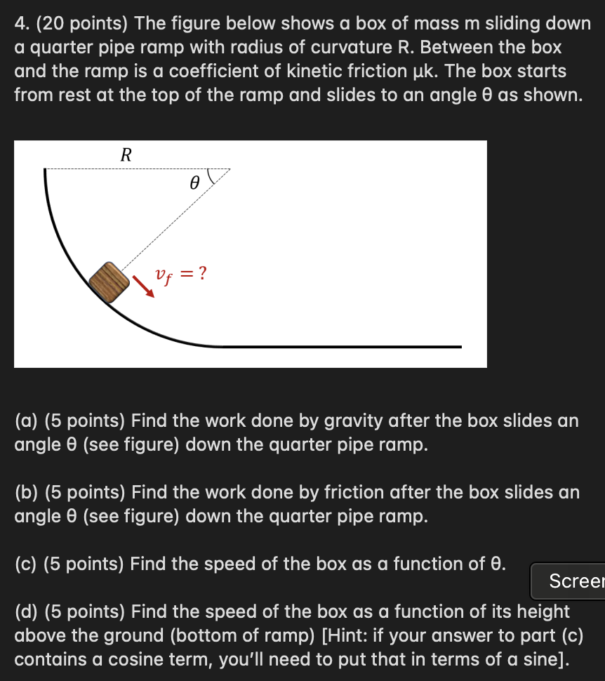 Solved 4. (20 ﻿points) ﻿The figure below shows a box of mass | Chegg.com