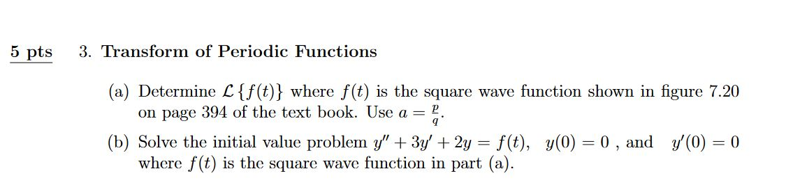 Solved 5 pts 3. Transform of Periodic Functions (a) | Chegg.com