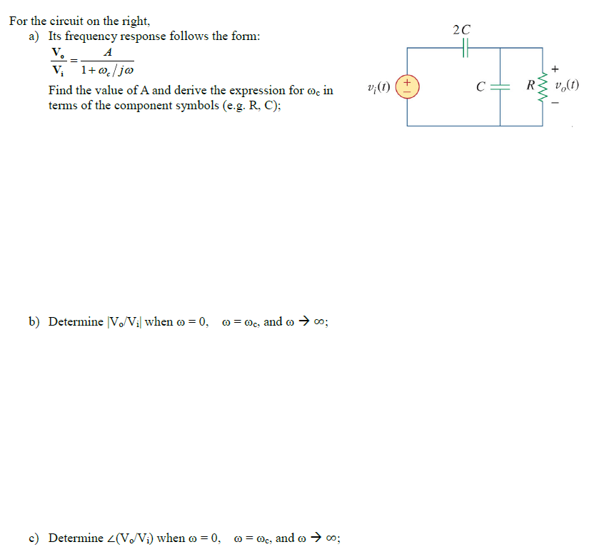 Solved 2C For the circuit on the right, a) Its frequency | Chegg.com
