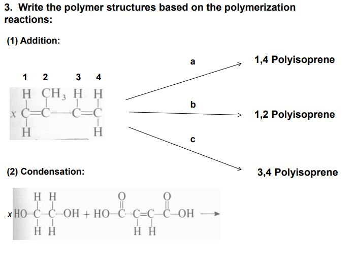 Solved 3. Write the polymer structures based on the | Chegg.com