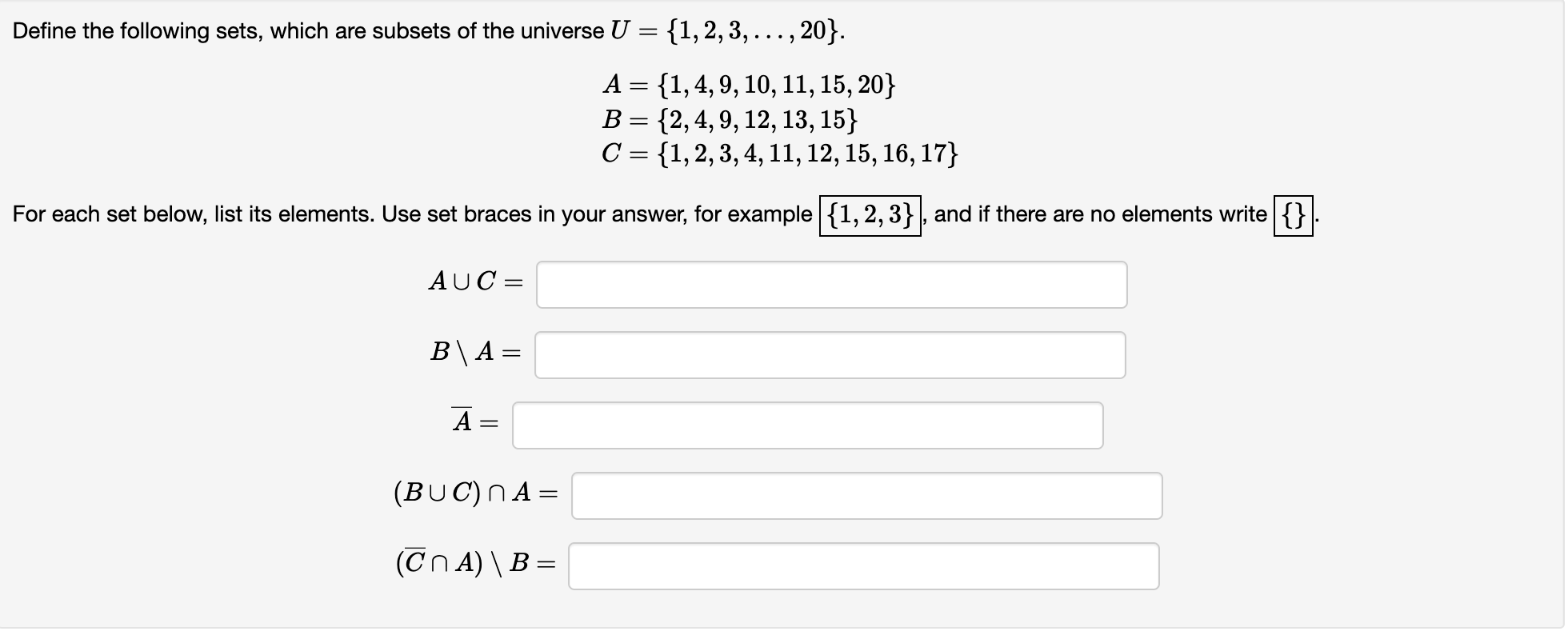 Solved Define the following sets, which are subsets of the | Chegg.com