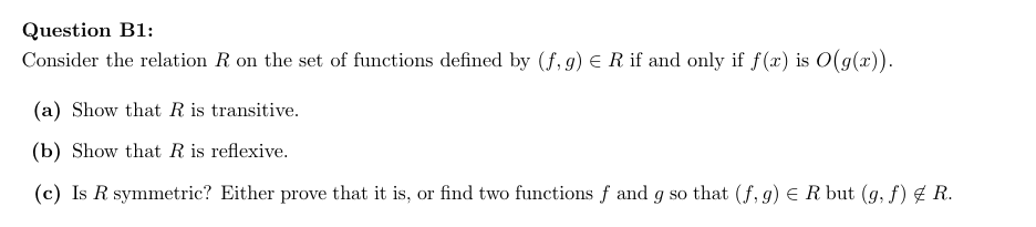 Solved Question B1: Consider the relation R on the set of | Chegg.com