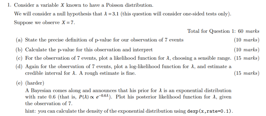 1. Consider a variable X known to have a Poisson | Chegg.com