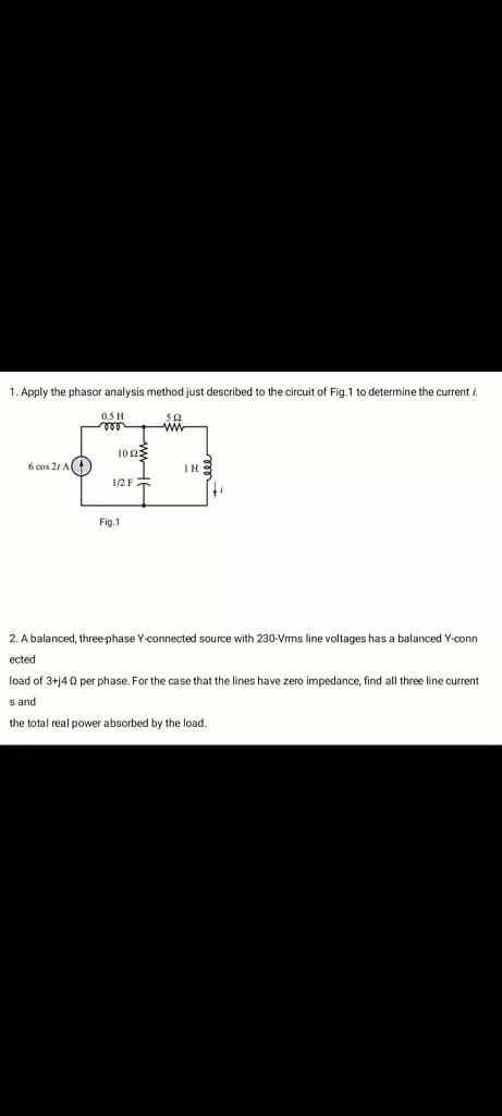 Solved 1. Apply the phasor analysis method just described to | Chegg.com