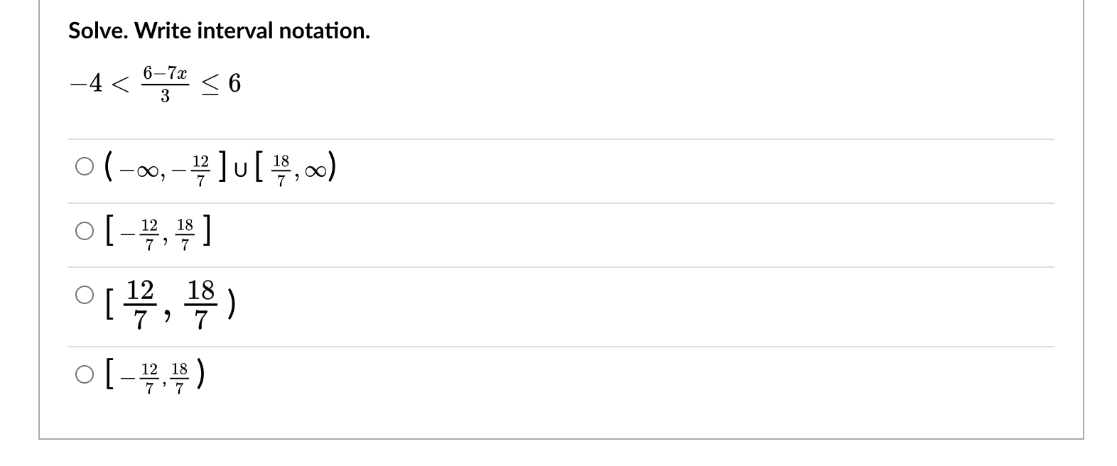 Solved Solve. Write interval notation. | Chegg.com