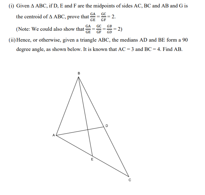 Solved (i) Given ABC, if D,E and F are the midpoints of | Chegg.com