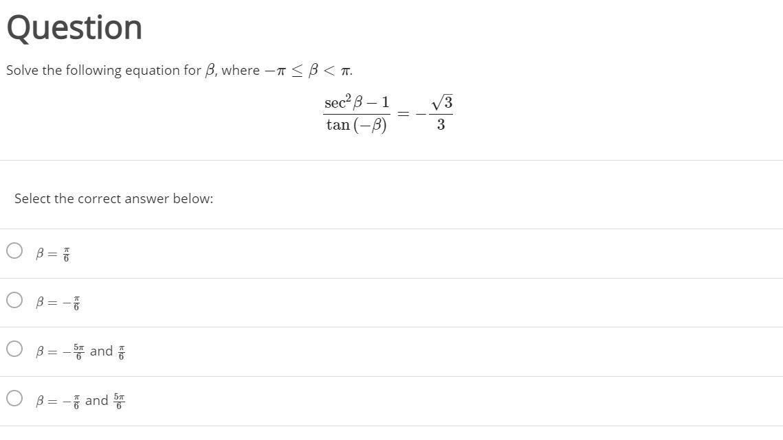 Solved Question Solve the following equation for B, where - | Chegg.com