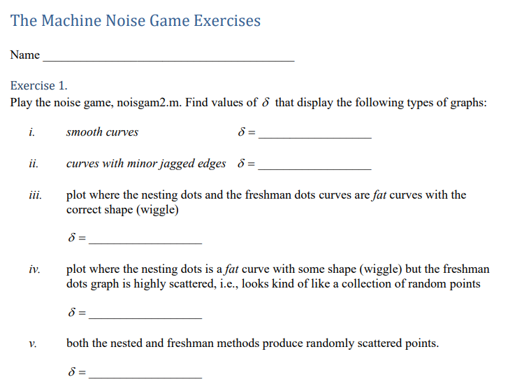 Solved The Machine Noise Game Exercises Ni Exercise 1. Play | Chegg.com