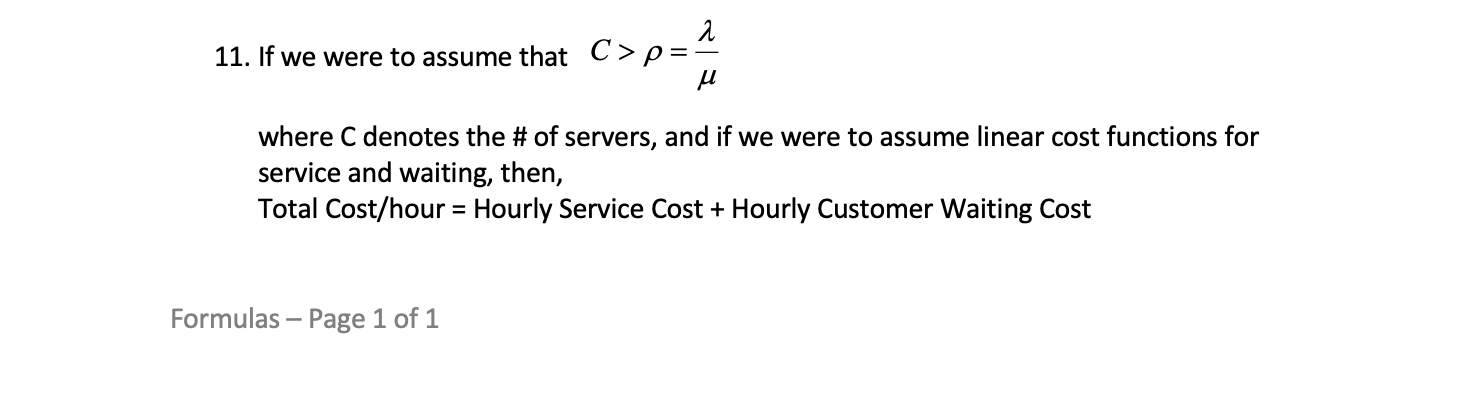 Solved Some Formulas on Queues The first 10 formulas and | Chegg.com