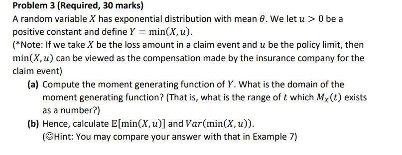 Problem 3 Required 30 Marks A Random Variable X
