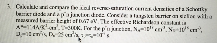 Solved Calculate and compare the ideal reverse-saturation | Chegg.com