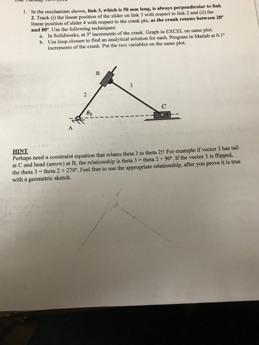 Solved I. In the mechanism shown, link 3, which is 50 mm | Chegg.com