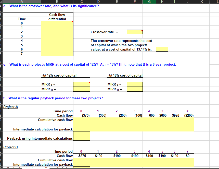 Solved E F G H B 4 d. What is the crossover rate, and what | Chegg.com