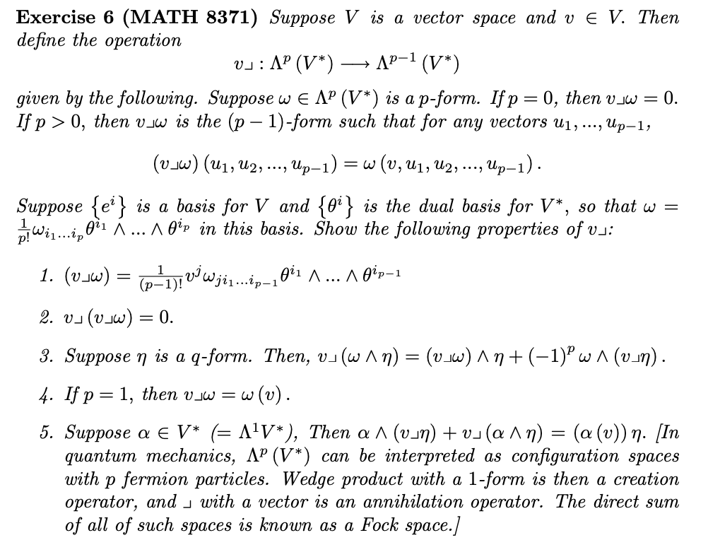 Solved Exercise 6 (MATH 8371) Suppose V is a vector space | Chegg.com