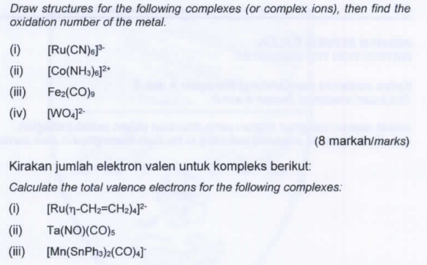 Solved Draw structures for the following complexes (or | Chegg.com