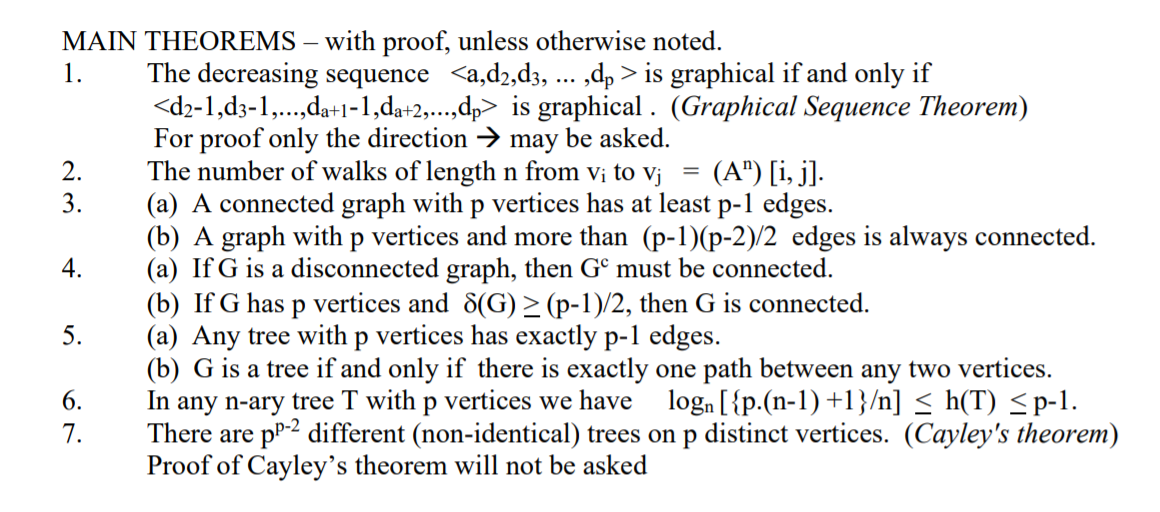 Solved MAIN THEOREMS - with proof, unless otherwise noted. | Chegg.com