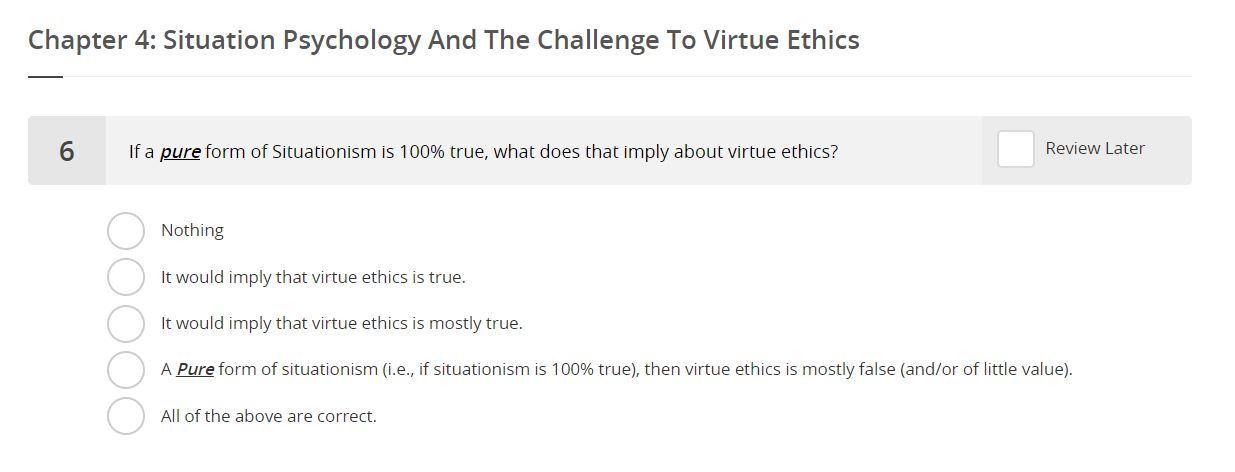 Solved Chapter 4: Situation Psychology And The Challenge To | Chegg.com