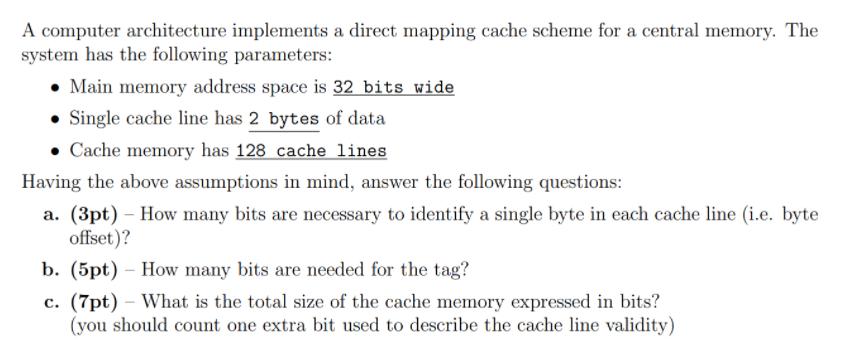 Solved A computer architecture implements a direct mapping | Chegg.com