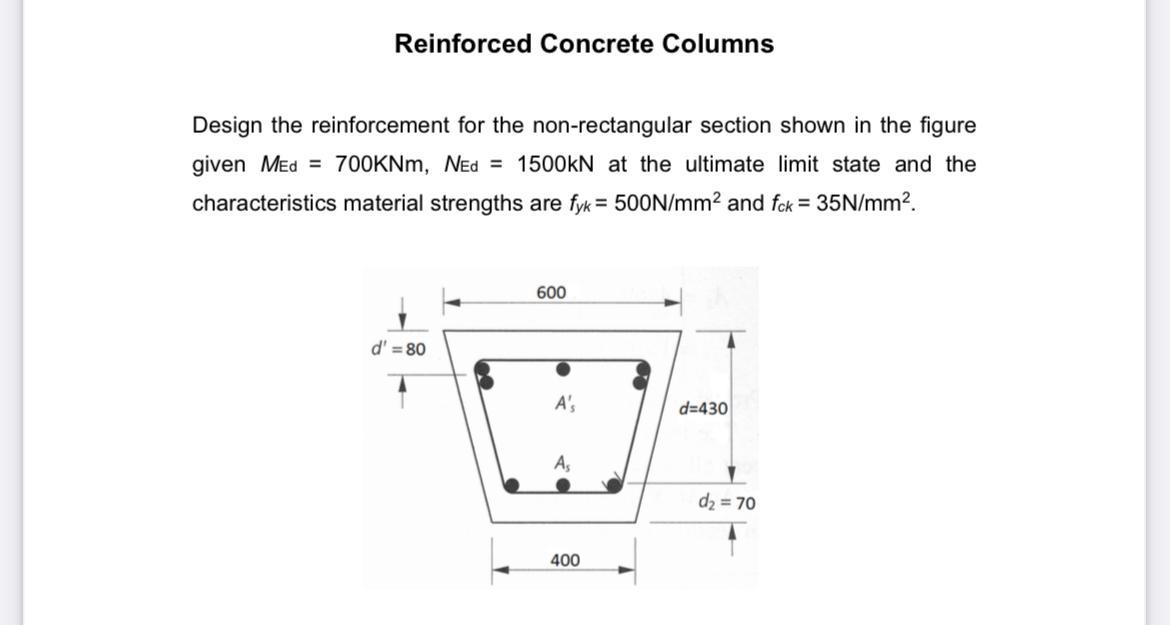 Solved Reinforced Concrete Columns Design the reinforcement | Chegg.com