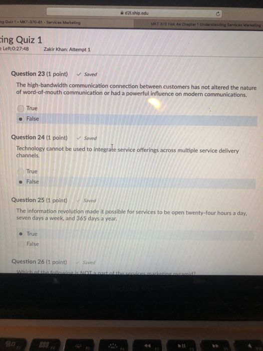 Solved d2l.ship.edu g Quiz 1-KT-370-61-Services Marketing | Chegg.com