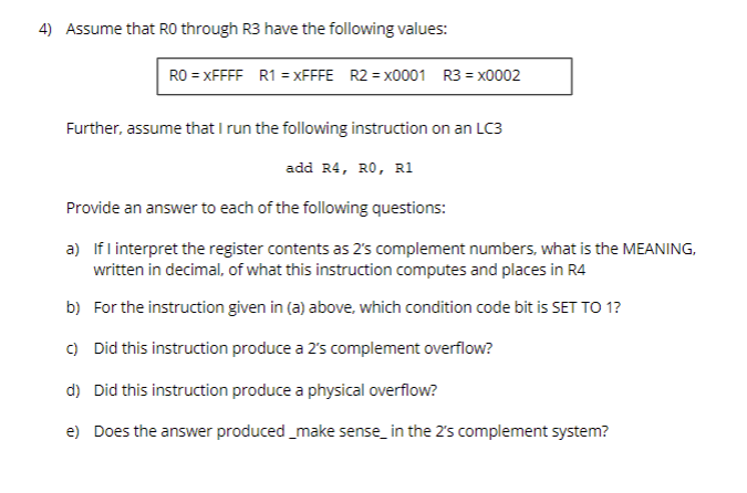 Solved 4) Assume that RO through R3 have the following | Chegg.com