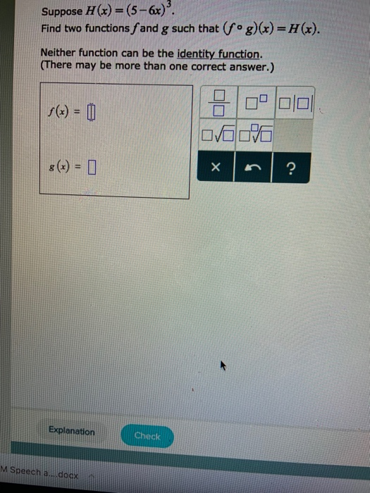 Solved Suppose H S 5 62 Find Two Functions Fand G Such