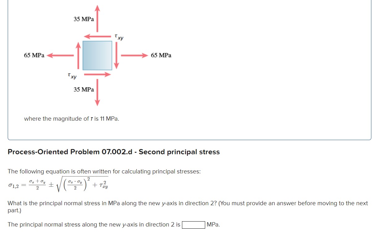 Solved where the magnitude of T is 11MPa. Process-Oriented | Chegg.com