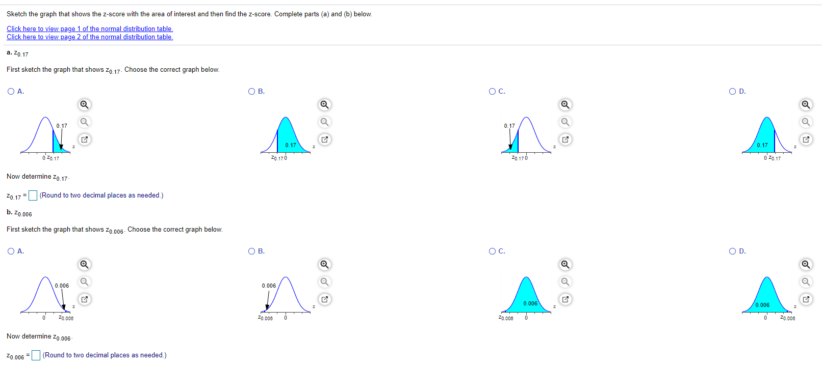 Solved Sketch the graph that shows the z-score with the area | Chegg.com
