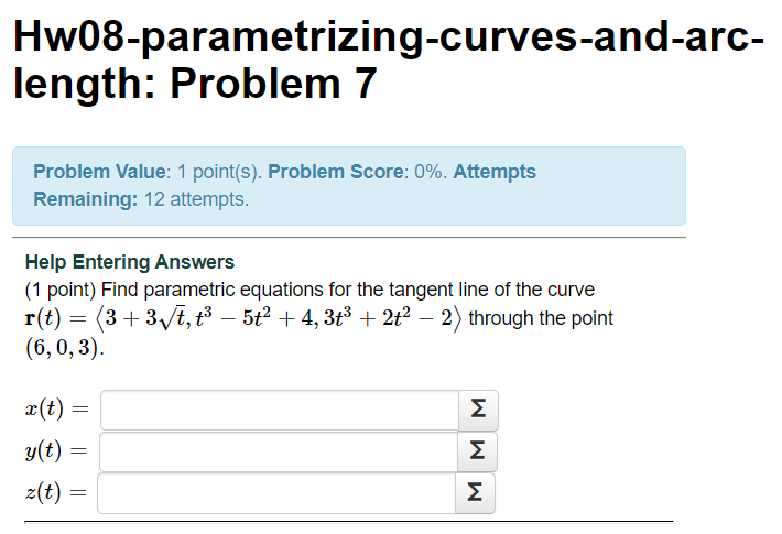 Solved Hw08-parametrizing-curves-and-arc- length: Problem 7 | Chegg.com