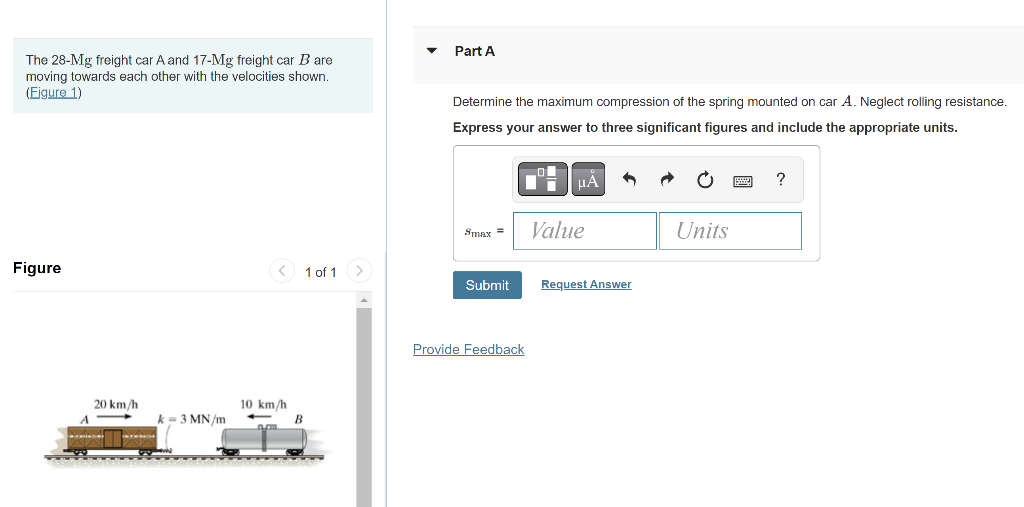 Solved The 28-Mg freight car A and 17−Mg freight car B are | Chegg.com