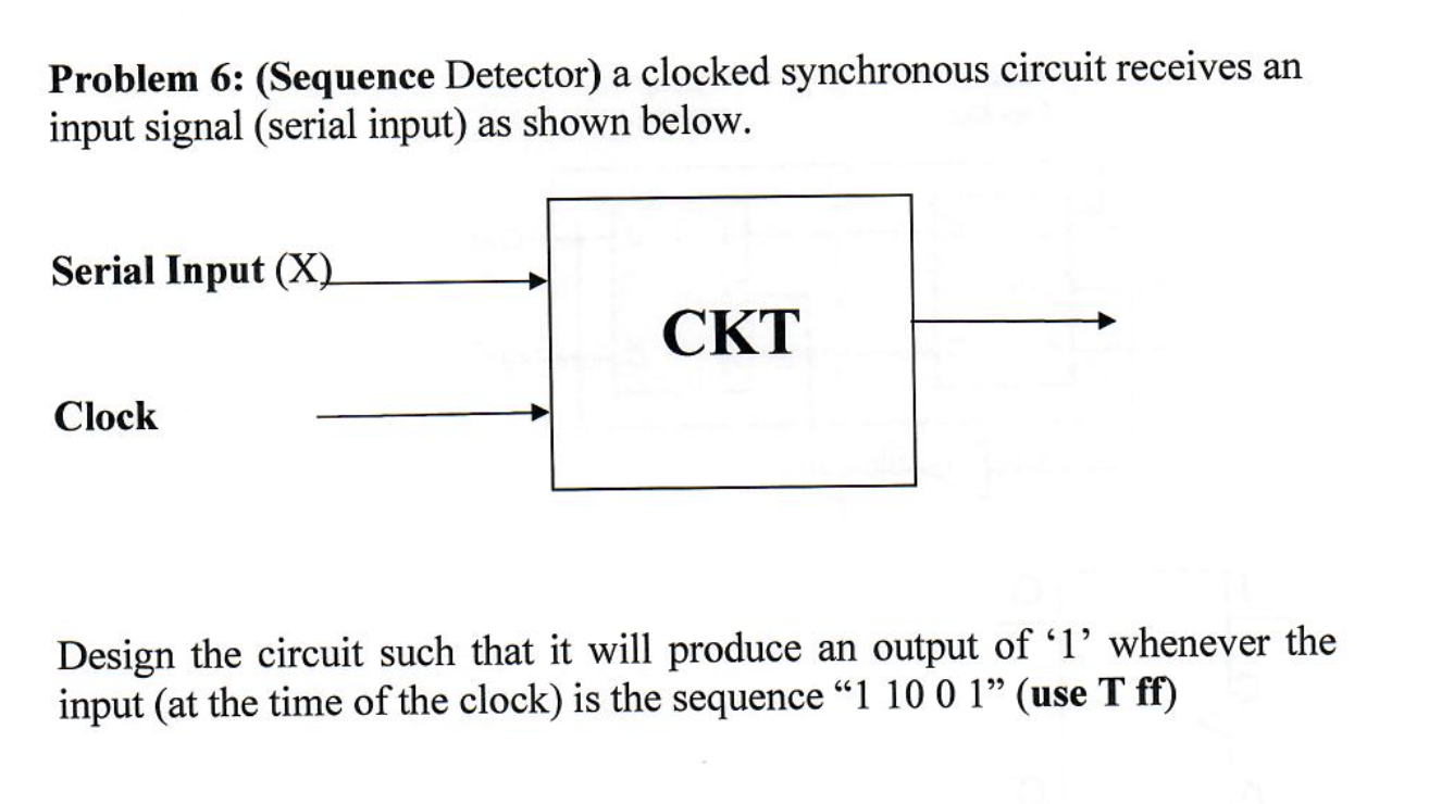 Solved Problem 6: (Sequence Detector) a clocked synchronous | Chegg.com