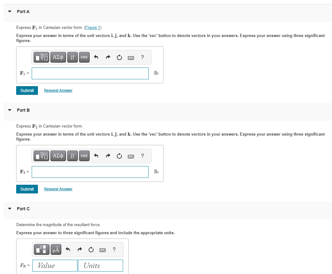 Solved Express F1 in Cartesian vector form. Express your | Chegg.com