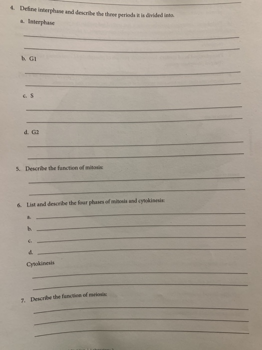 Solved Define interphase and describe the three periods it | Chegg.com