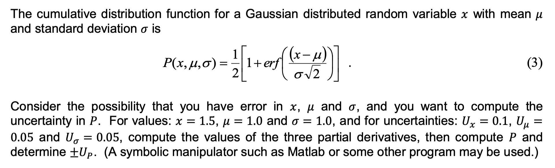 The cumulative distribution function for a Gaussian | Chegg.com