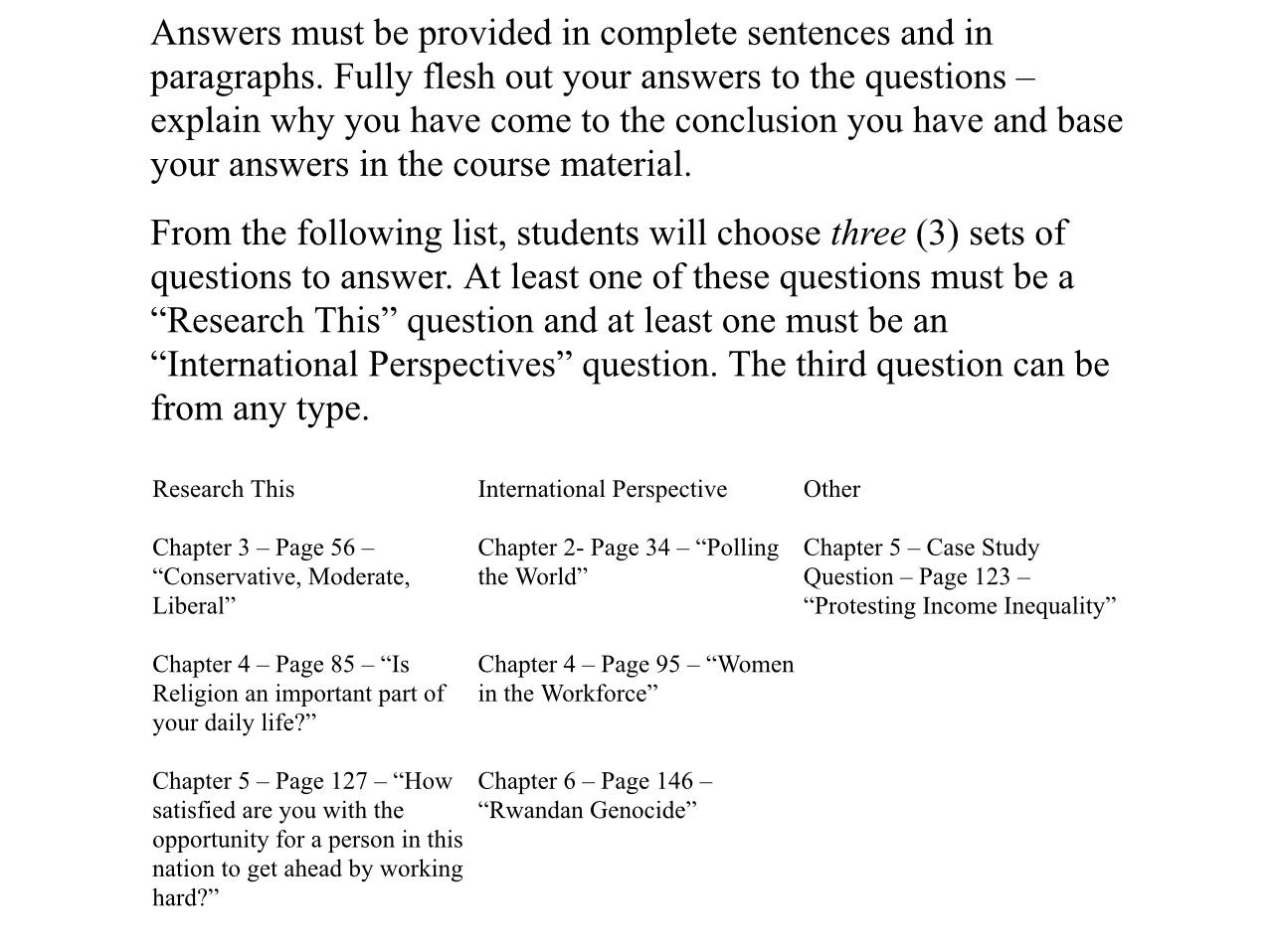 Answers must be provided in complete sentences and in | Chegg.com