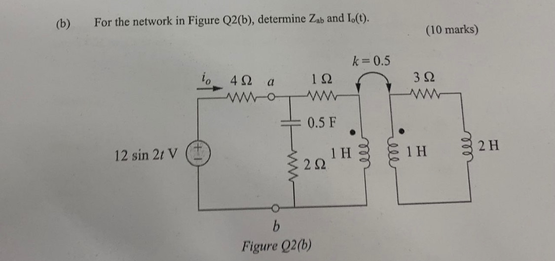 Solved (b) For the network in Figure Q2(b), determine Zab | Chegg.com