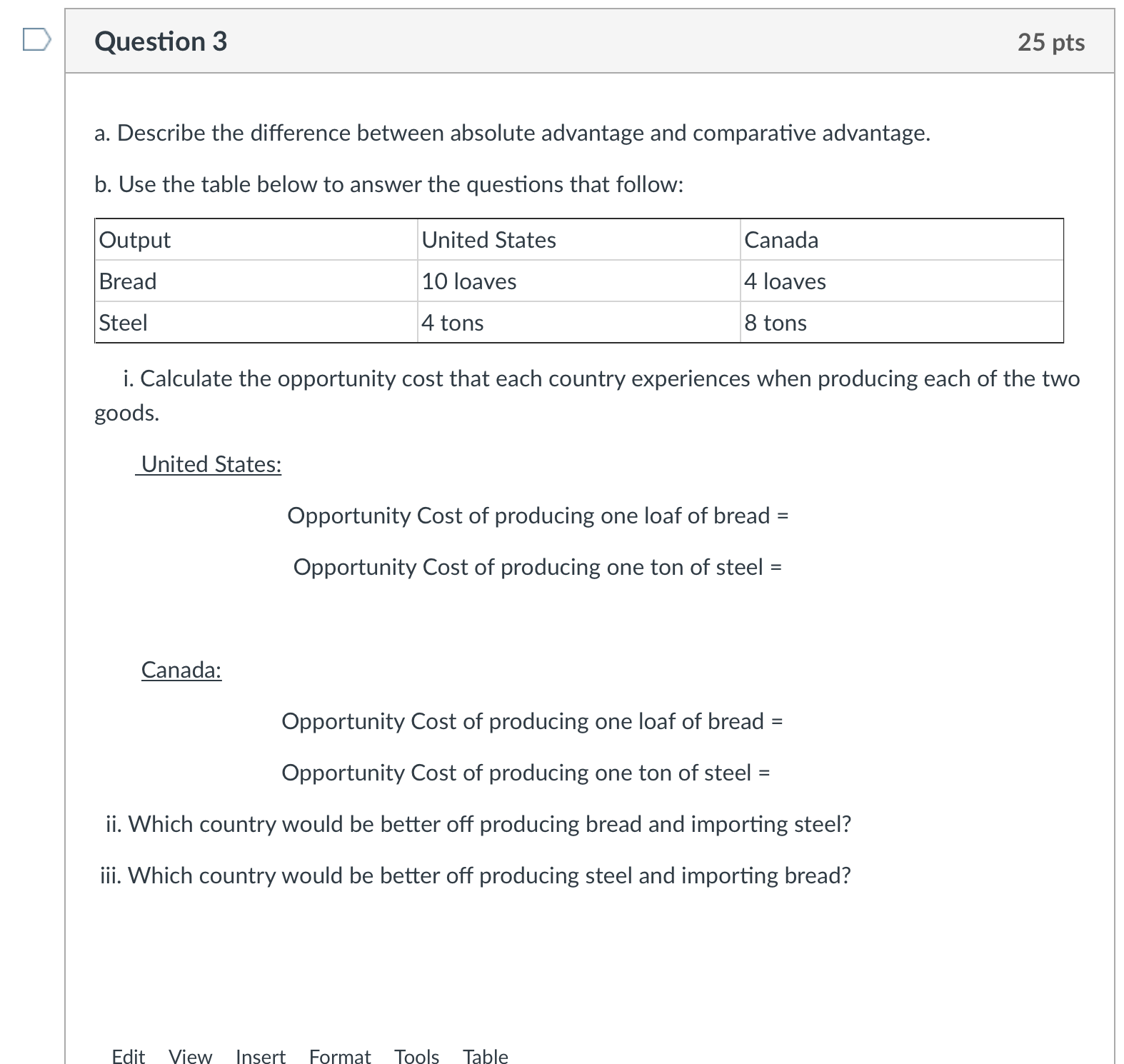 Solved a. Describe the difference between absolute advantage | Chegg.com