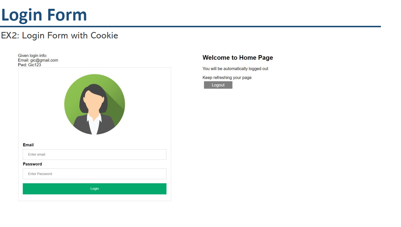 Solved Login Form EX2: Login Form with Cookie Given login | Chegg.com