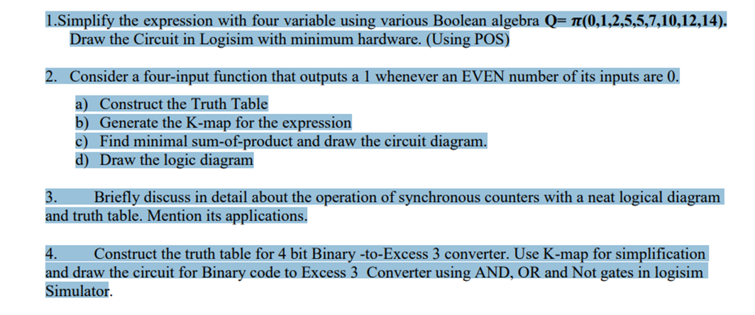 Solved 1simplify The Expression With Four Variable Using 